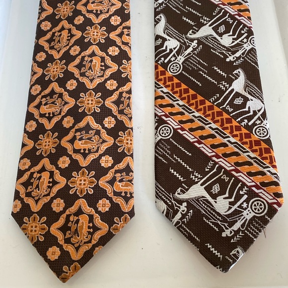 Vintage | Accessories | Vintage Gino Pompeii Brown And Orange Neckties Hand Made In Italy | Poshmark